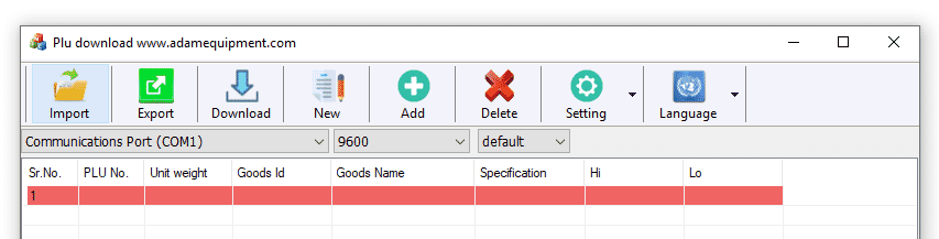 AE 504 PLU Software Input Guide